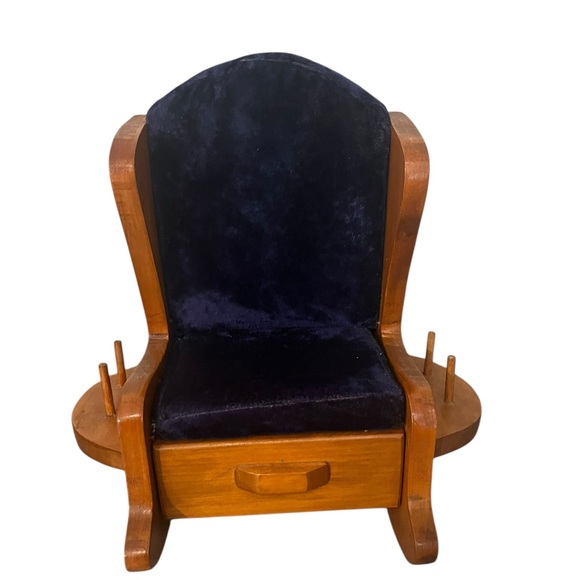 Unbranded | Other | Vintage Wood Rocking Chair Pin Cushion Storage ...